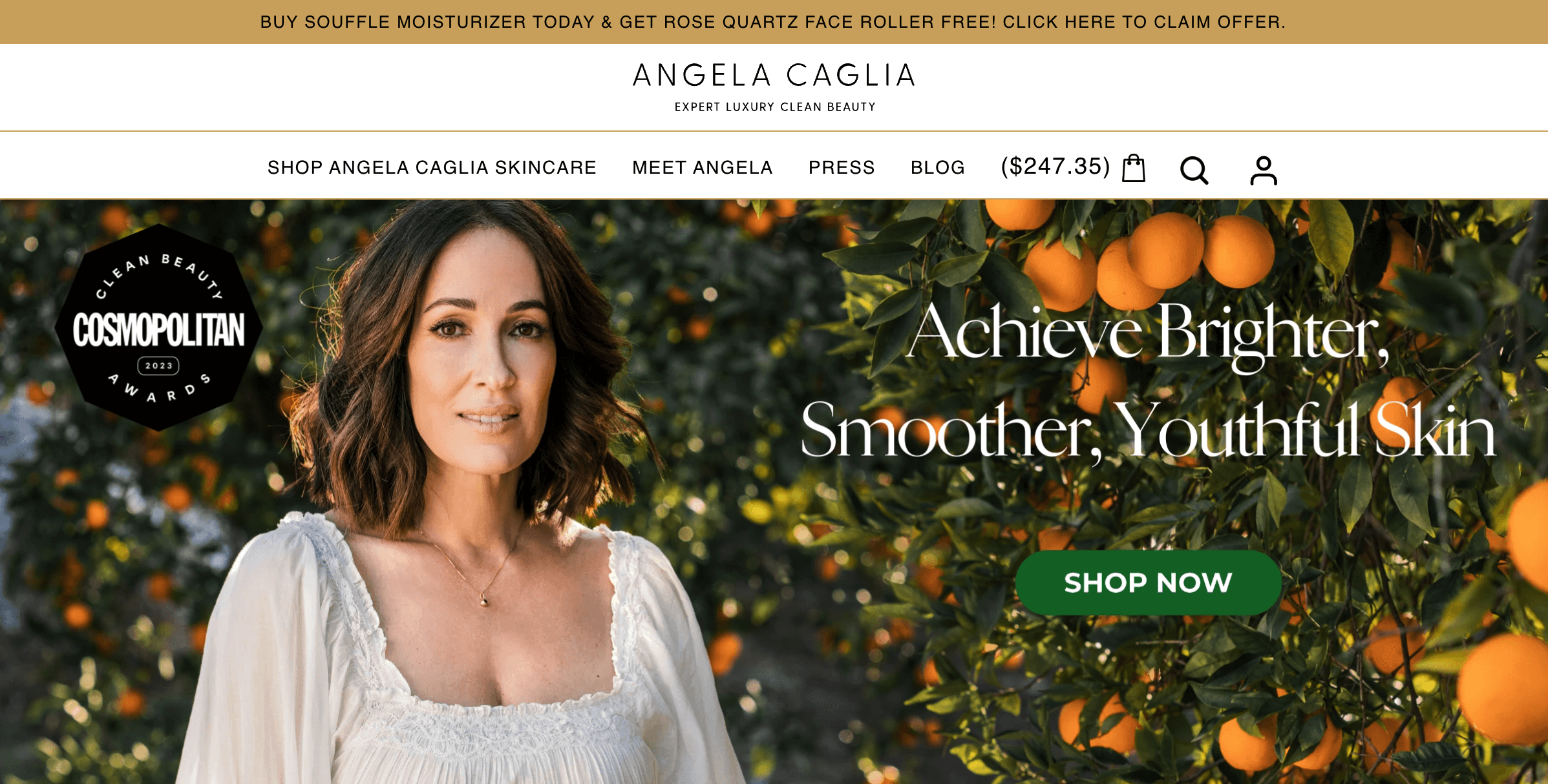 Angela Caglia skincare boosts AOV 30.99%